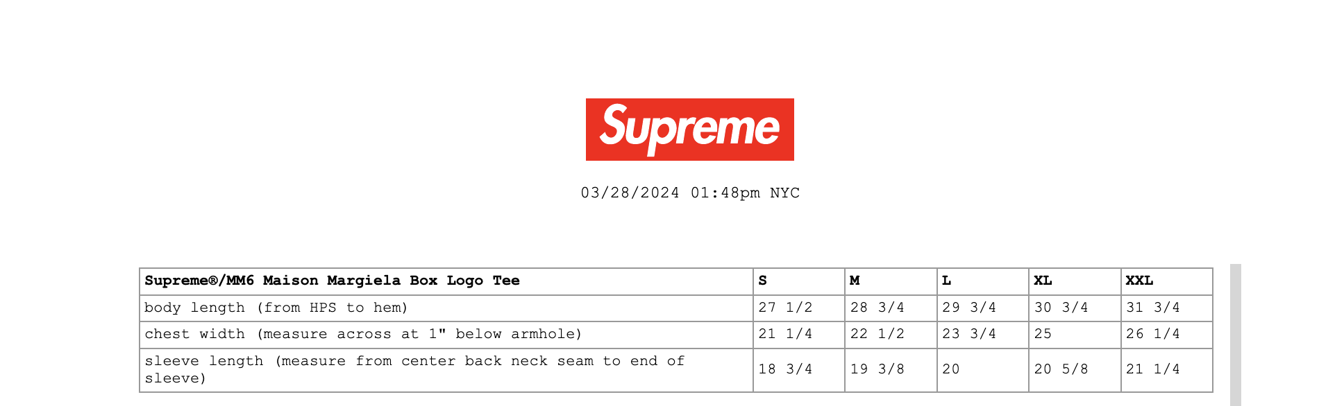 Supreme®/MM6 Maison Margiela Box Logo Tee - AuthentKicks